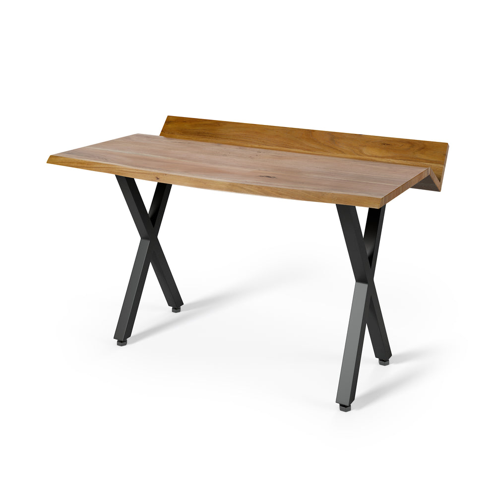 Asger Live Edge Desk with Open Trench Storage – Indus Modern